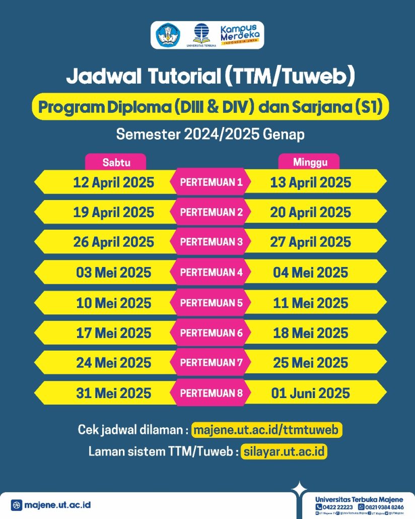 Jadwal TTM dan Tuweb UT Majene - Universitas Terbuka Majene
